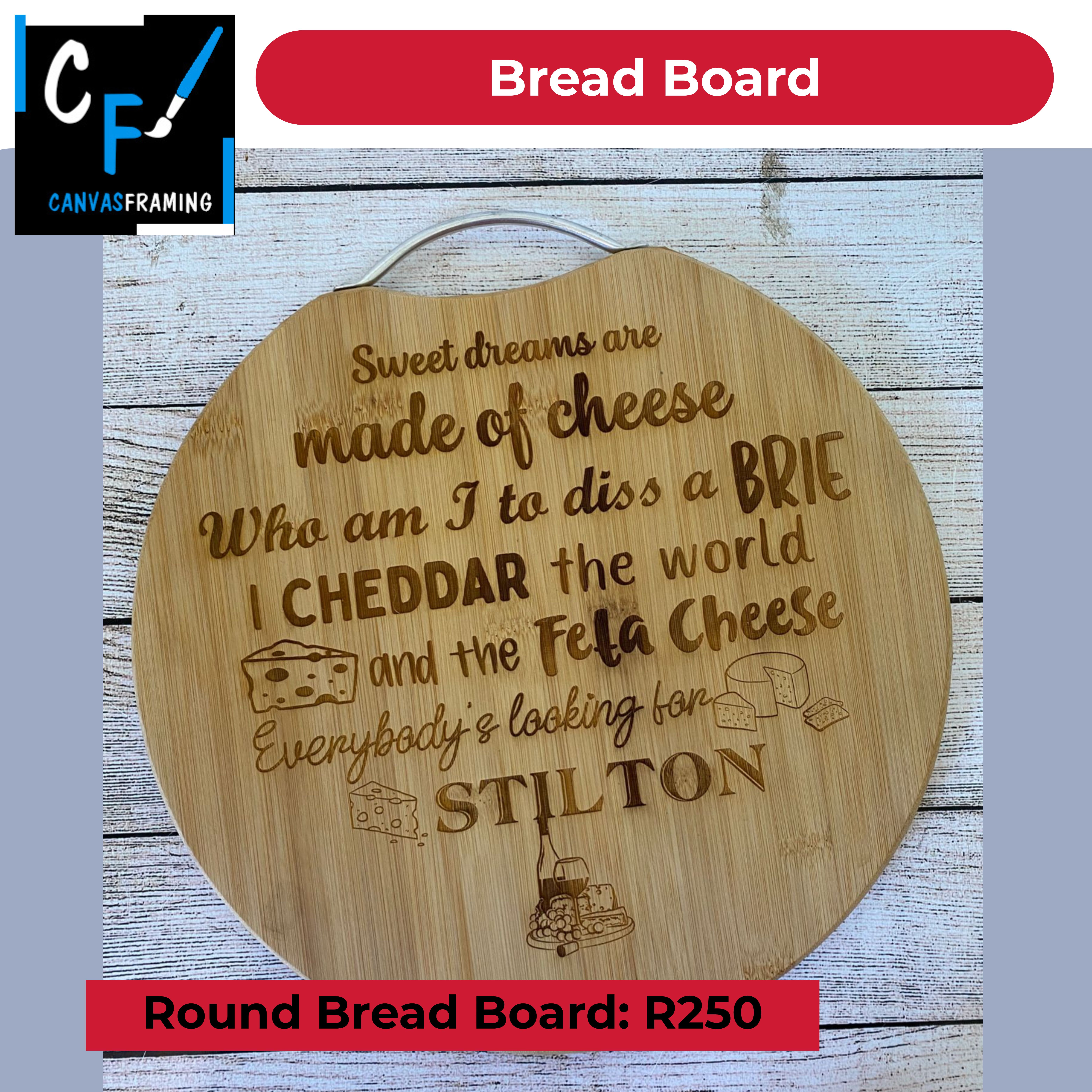 Personalised Round Bread Board - Canvas Printing and Framing