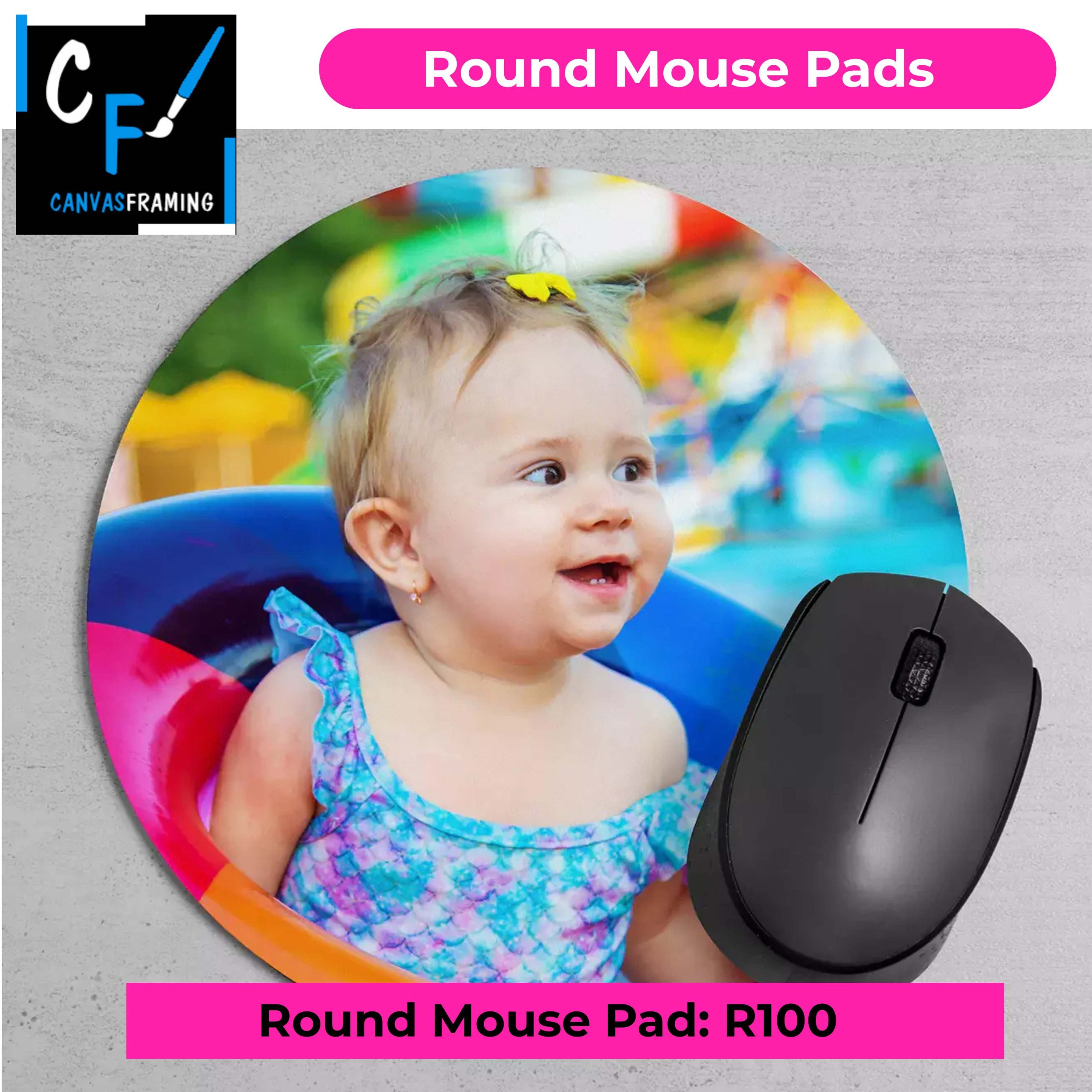 Personalised Round Mouse Pad: R100 - Canvas Printing and Framing