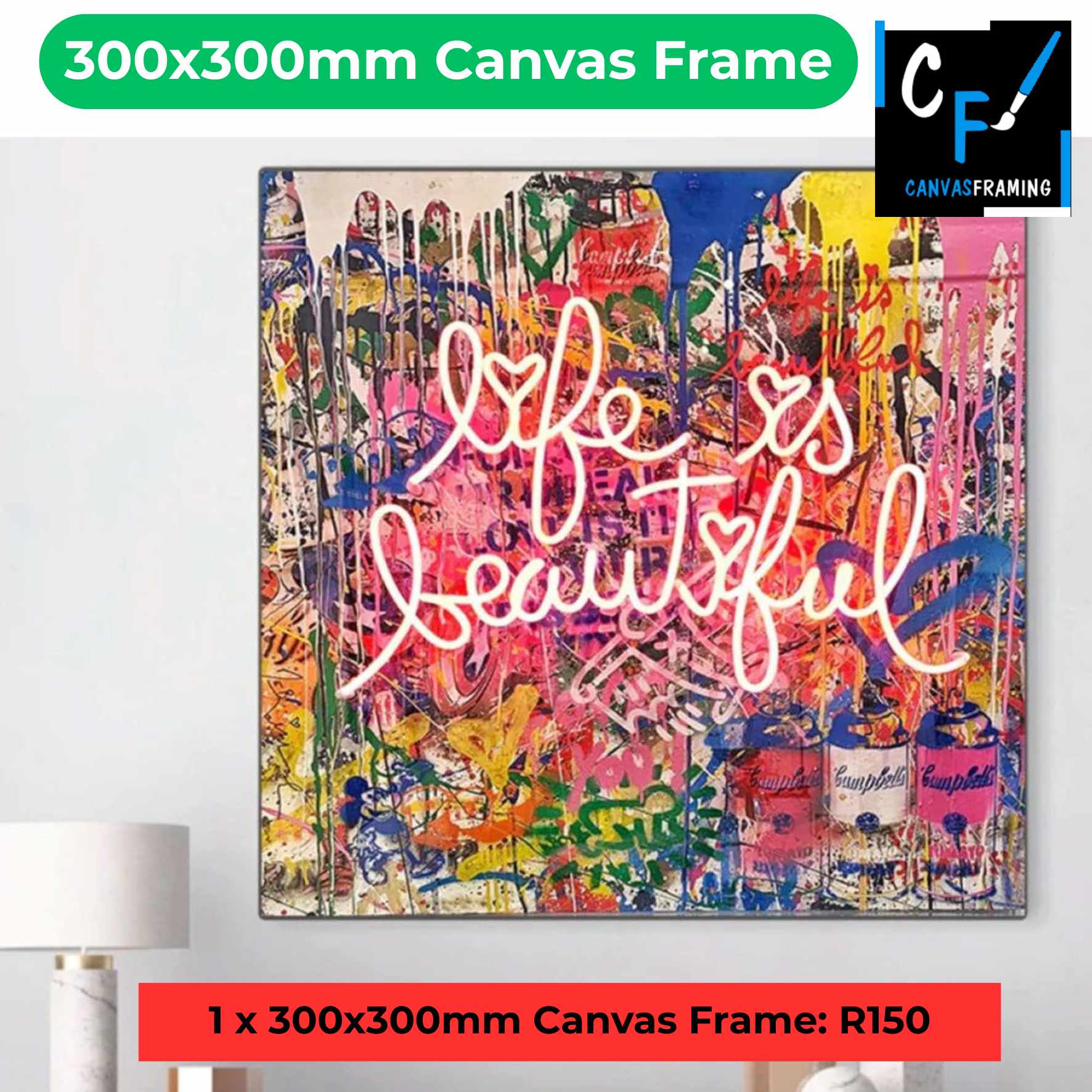 300x300mm Canvas Print and Frame - Canvas Printing and Framing